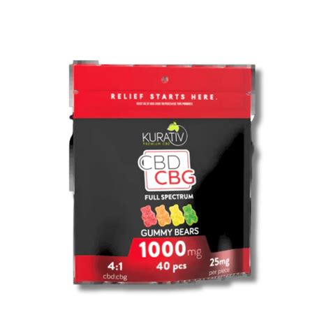Kurativ 25mg Full Spectrum Cbd Cbg Gummy Bears 40ct Og Gardens