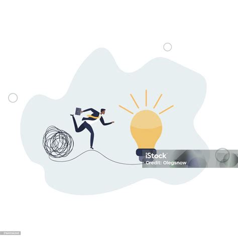 문제를 해결하기 위해 솔루션 사고 과정 또는 창의성을 찾기 위해 아이디어를 단순화하고 사람들과 함께 개념 평면 Designillustration을 이해하는 쉬운 방법을