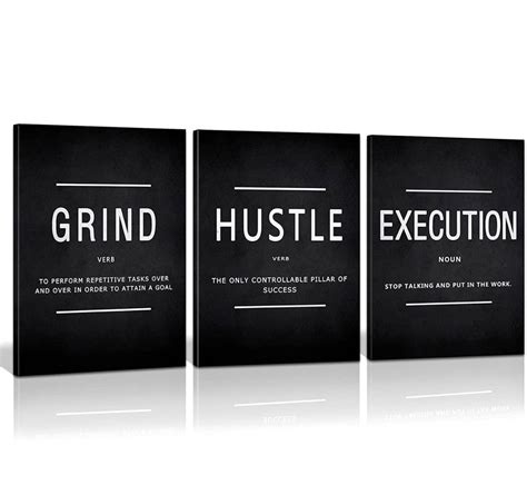 Inspirational Canvas Art Grind Hustle Execution
