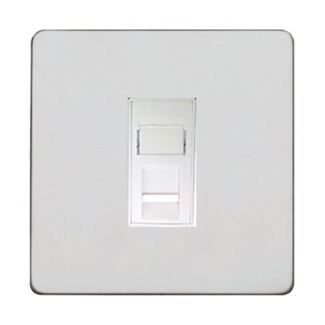 1 Gang Rj45 Single Data Socket In Matt White Screwless Plate
