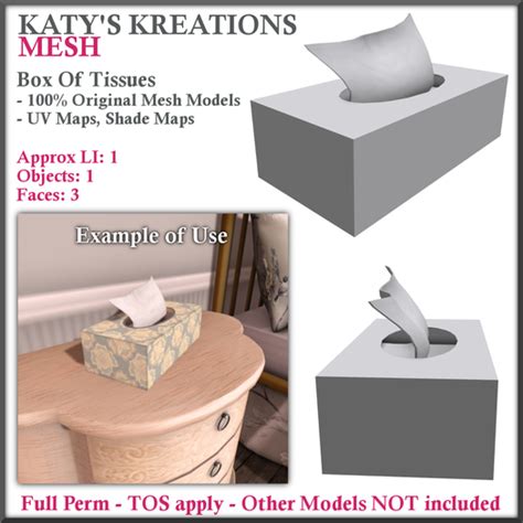 Second Life Marketplace Full Perm Mesh Box Of Tissues Mesh Tissue