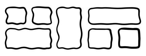 Doodle Wavy Curve Edge Frame Hand Drawn Rectangle Borders Horizontal And Vertical Brush Drawn