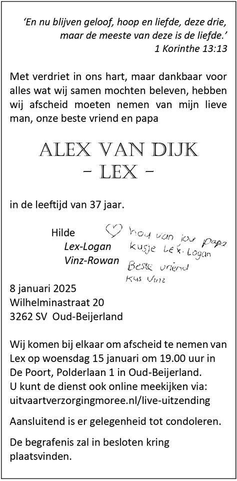 Lex Van Dijk Overlijdensberichtenhwnl