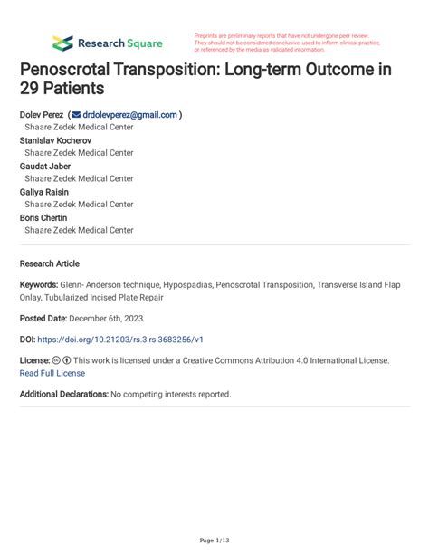 Pdf Penoscrotal Transposition Long Term Outcome In 29 Patients