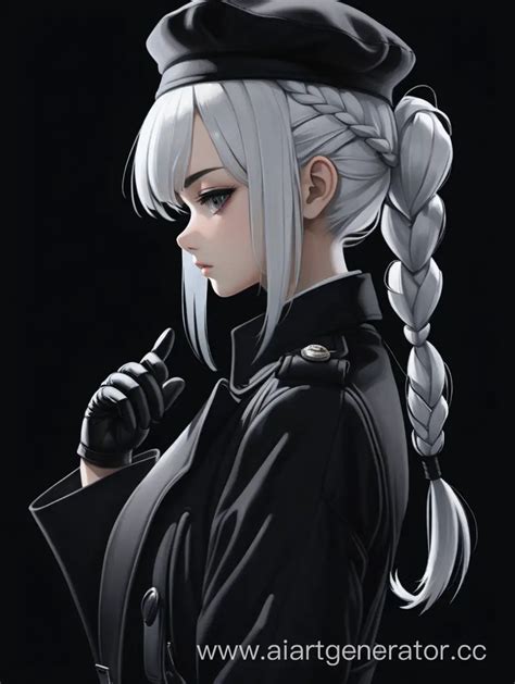 Futuristic Girl With White Hair And Black Trench Coat Ai Art Generator