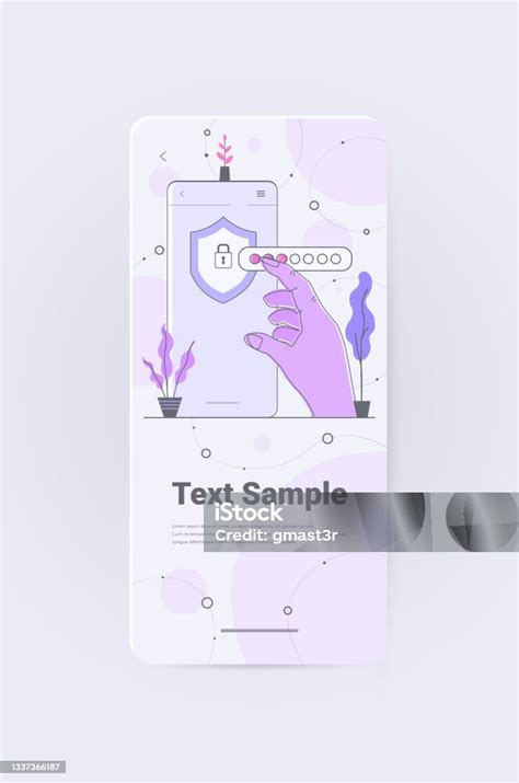보호 방패 모바일 계정 잠긴 개인 정보 보호 보안 스마트폰에 암호를 입력 하는 인간의 손 Brand Name Smart