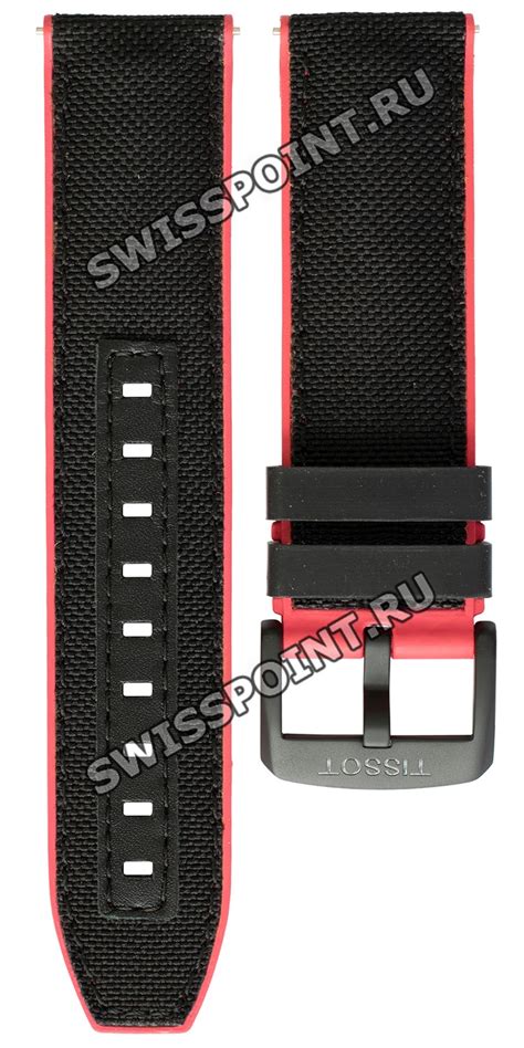 Оригинальный розовый каучуковый ремешок Tissot T604045724 с черной ...