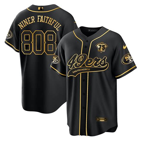 Niner Faithful 808 San Francisco 49ers Black Gold Baseball Jersey