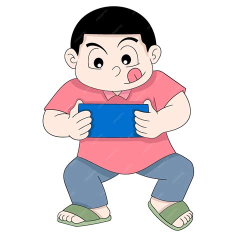 El Chico Está Ocupado Jugando Seriamente Desde Un Teléfono Inteligente