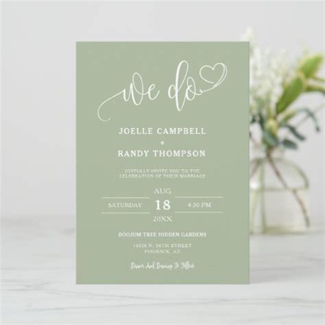 Dusty Green We Do Boho Wedding Qr Code Arch Photo Invitation Zazzle