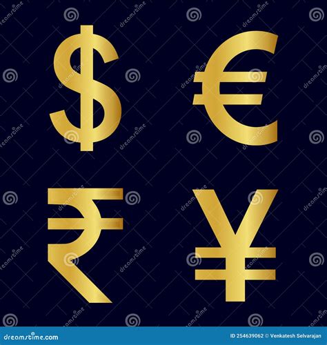 Golden Currency Symbol On The Dark Background Stock Vector