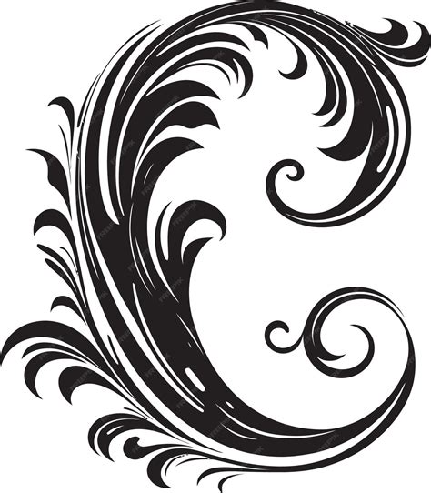 Premium Vector Captivating Curls Intriguing Letter C Vector Typeface