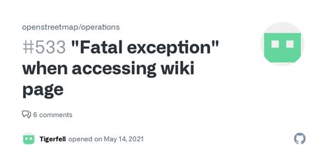 Fatal Exception When Accessing Wiki Page Issue Openstreetmap Operations Github