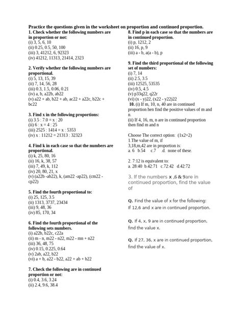Continued Proportion Pdf