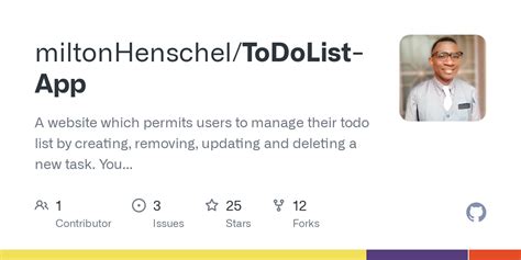Github Miltonhenschel Todolist App A Website Which Permits Users To