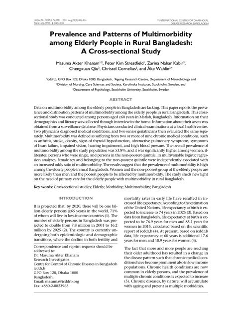 Pdf Prevalence And Patterns Of Multimorbidity Among Elderly People In