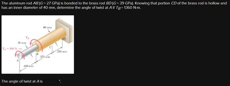 Solved The Aluminum Rod Ab G 27 Gpa Is Bonded To The