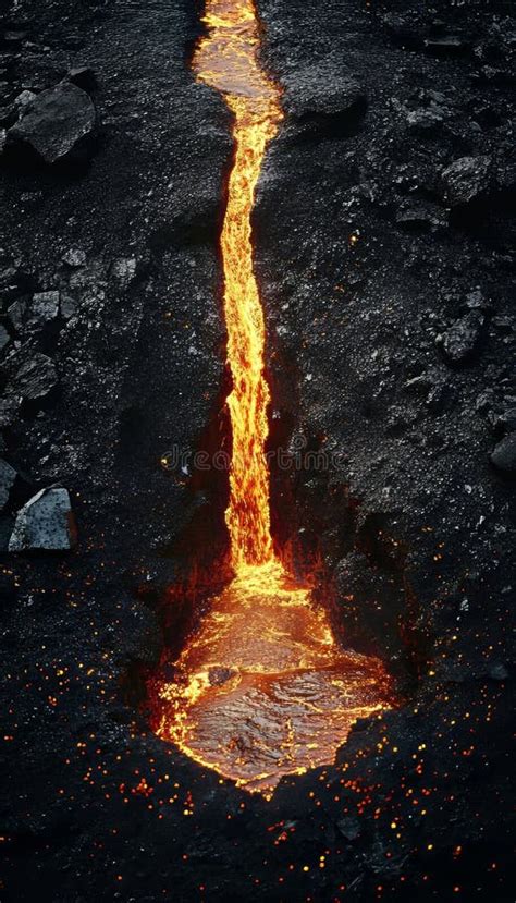 Molten Metal Flow Liquid Fire Pours Into Foundry Mold Highlighting Metal Casting Process Stock