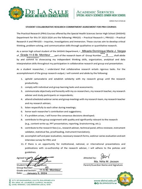 Collaborative Research Commitment Agreement For Prh Courses Sy 2023