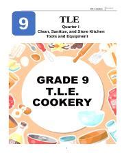Cookery Week 1 2docx Lm Cookery 9 Tle Quarter I Clean Sanitize And