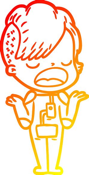 우주복을 입은 만화 멋진 힙스터 소녀의 따뜻한 그라데이션 선 그리기 고풍스런에 대한 스톡 벡터 아트 및 기타 이미지 고풍스런 그라데이션 낙서 드로잉 Istock