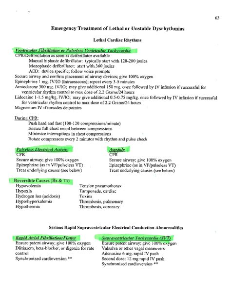 Dysrhythmiaemergency Treatment Of Lethal Or Unstable Dysrhythmias