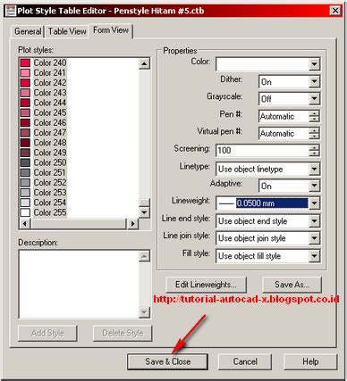 Prinsip Cara Membuat Plot Style Pen Assignments AutoCAD Tutorial Autocad X