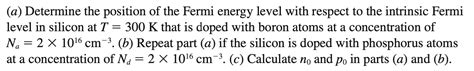 Solved A Determine The Position Of The Fermi Energy Level Chegg