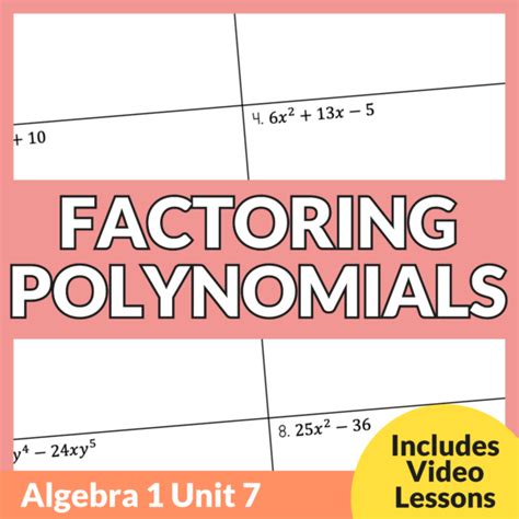 Factoring Polynomials Unit Algebra 1 Unit 7 Lindsay Bowden