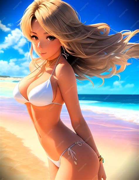 Anime Girl In Bikini Premium Ai Generated Image