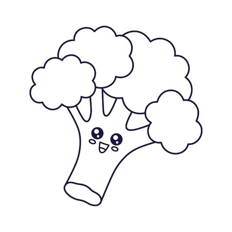 Mignon Kawaii Brocoli Chou Dessin Animé Enfants Illustration Nourriture