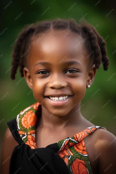 Premium Ai Image A Cute African Girl Smiling At The Camera Created