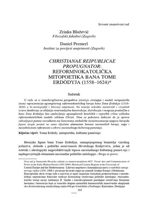 Blazevic Zrinka Premerl Daniel Reformnokatolicka Mitopoetika Bana Tome Erdoedyja Pdf