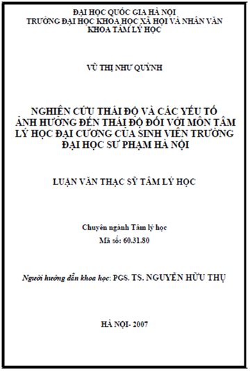 Luận Văn Thạc Sĩ Nghiên Cứu Thái Độ Và Các Yếu Tố Ảnh Hưởng Đến Thái