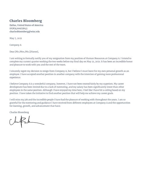 Sample Resignation Letter Due To Toxic Work Environment