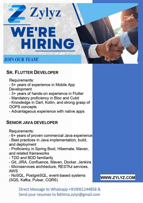 Fathima Sahla On Linkedin We Are Hiring 1 Senior Flutter Developer 2