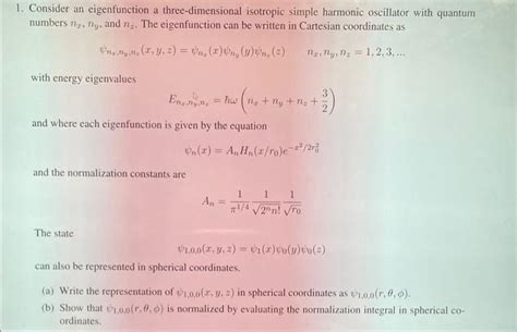 Solved Consider An Eigenfunction A Three Dimensional
