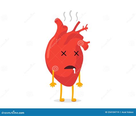 Cartoon Ziekte Menselijk Hart Ongezond Dode Bloedcel Mascotte Ziekte