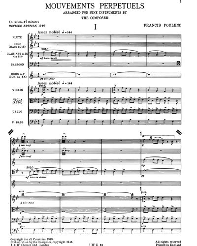 Mouvements Perpétuels Sheet Music By Francis Poulenc Nkoda