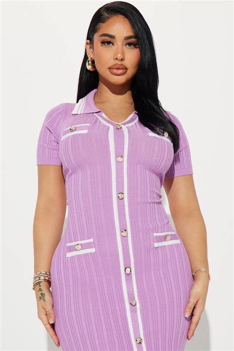 Lia Sweater Midi Dress Lilac Fashion Nova