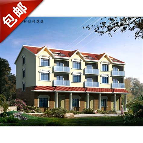 三层农村房屋设计图纸 复式联排楼房带阁楼设计图 双拼别墅效果图胡美爱