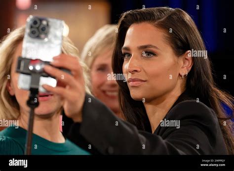 Cologne Germany 08th Mar 2024 Amira Pocher R Presenter Takes A