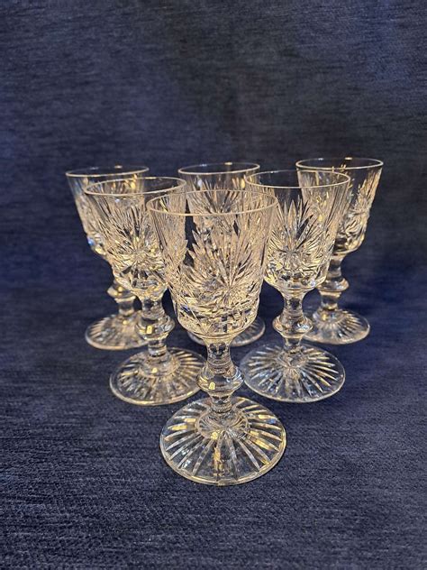 Set Of 6 Edinburgh Crystal Sherry Glasses Strichen Antiques