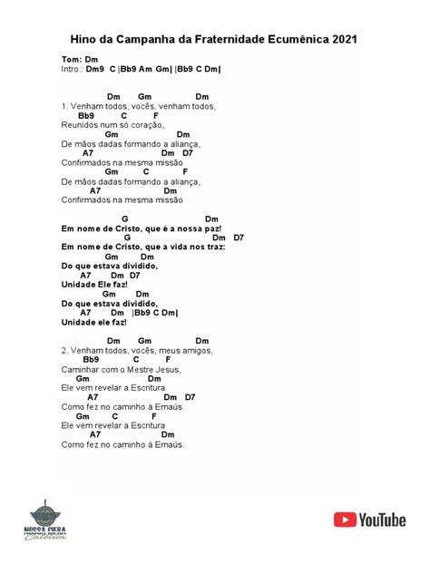 Hino Da Campanha Da Fraternidade Ecumênica 2021 Pdf