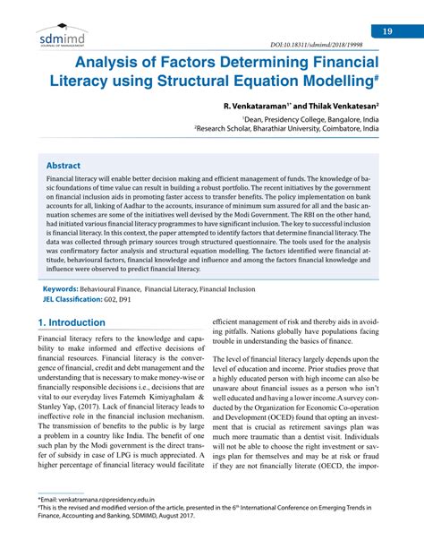 Pdf Analysis Of Factors Determining Financial Literacy Using Structural Equation Modelling