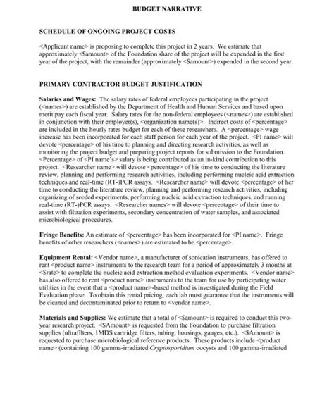 Budget Narrative Fillable Form Printable Forms Free Online