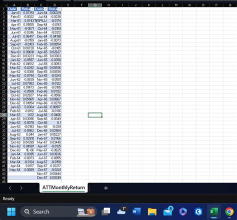 code in r the “attmonthlyreturn csv” file gives the