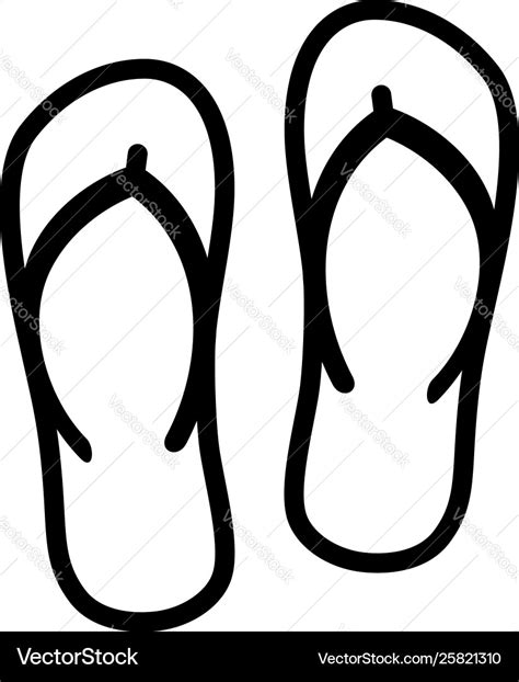 Flip Flops Sandal Beach Wear Line Art Icon Vector Image