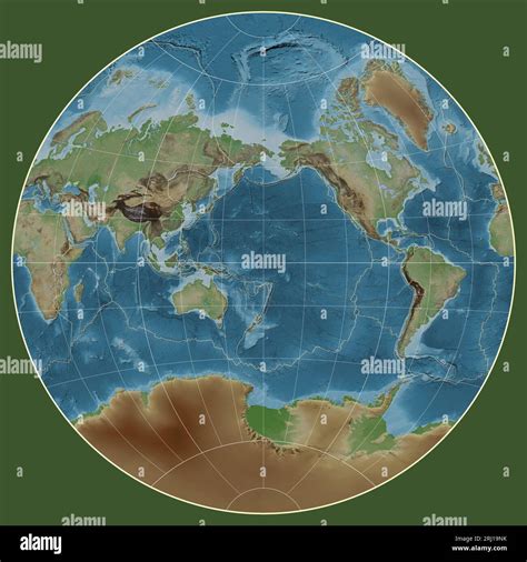 Tectonic Plate Boundaries On A Colored Elevation Map Of The World In