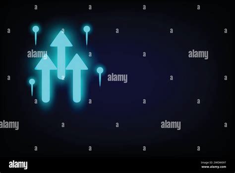 Futuristic Blue Glowing Raised Triple Up Arrow Chart Digital On Dark